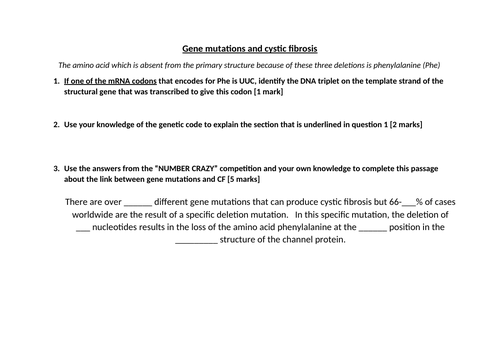 Gene mutations & Cystic fibrosis (Edexcel Int. A-level Biology ...