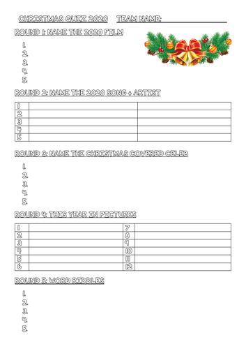 Christmas Quiz 2020 | Teaching Resources
