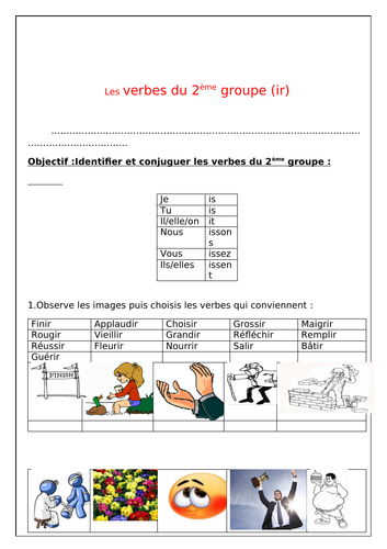 les verbes du 2ème groupe | Teaching Resources