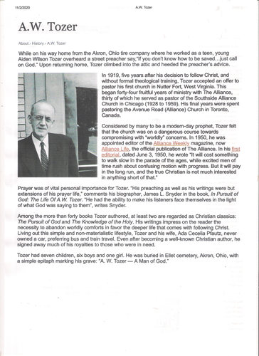 A. W. Tozer (1897-1963) | Teaching Resources