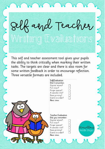 Self and Teacher Writing Assessment | Teaching Resources