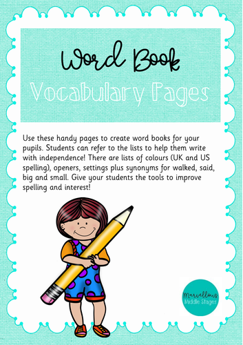 Word Book Vocabulary Pages | Teaching Resources