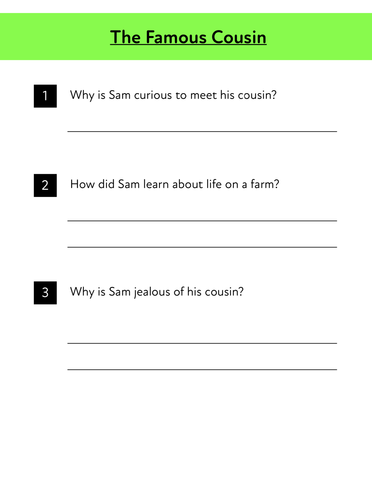 Reading Comprehension 'The Famous Cousin From The Country' (4-8 years ...