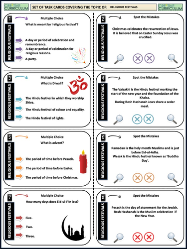 Religious Festivals Task Cards | Teaching Resources