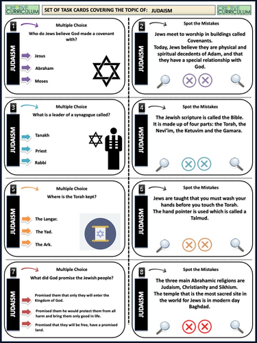 Judaism Revision Task Cards | Teaching Resources