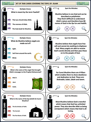 Islam Revision Task Cards | Teaching Resources