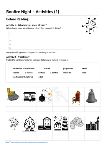 Bonfire Night Pack - ESOL Entry 3 EAL ESL B1 | Teaching Resources