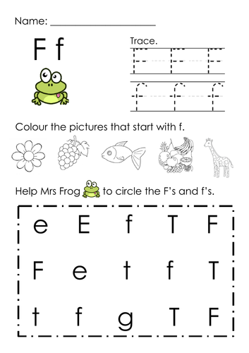 (Alphabets) Finding Letter F and Pictures Printable | Teaching Resources
