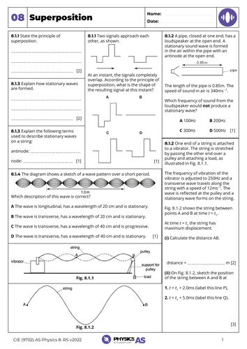 AS Physics 9702 - Revision Sheet - 08. Superposition | Teaching Resources
