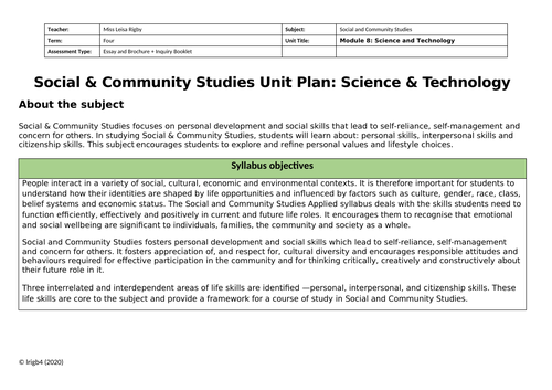 Social and Community Studies - Science and Technology (eSafety) unit ...
