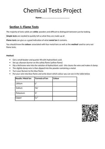 Chemical Tests Complete SOW - IGCSE Chemistry GCSE Edexcel | Teaching ...