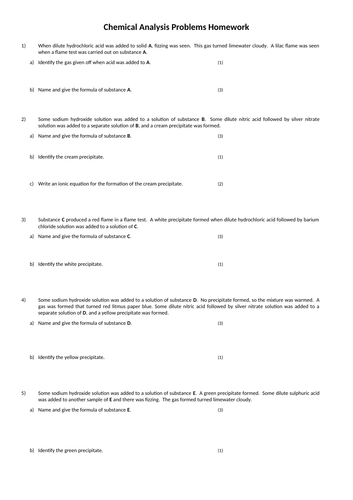 Chemical Tests Complete SOW - IGCSE Chemistry GCSE Edexcel | Teaching ...