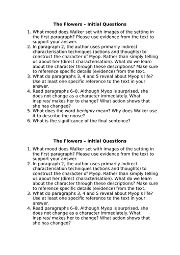 'The Flowers' by Alice Walker: Short Story Complete Unit with PP and ...