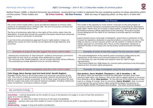WJEC Applied Diploma in Criminology Unit 4 Knowledge Organisers ...