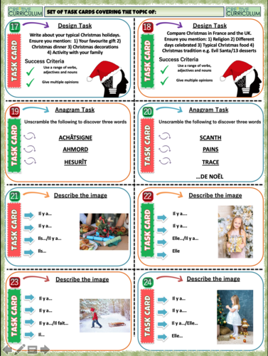 French MFL -Noel Task Cards | Teaching Resources