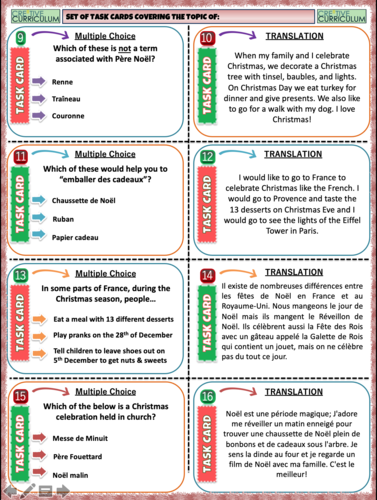 French MFL -Noel Task Cards | Teaching Resources