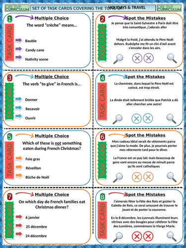 French MFL -Noel Task Cards | Teaching Resources
