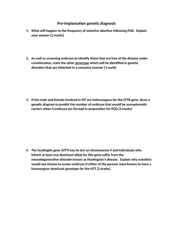 Genetic screening & prenatal testing (Edexcel Int. A-level Biology ...