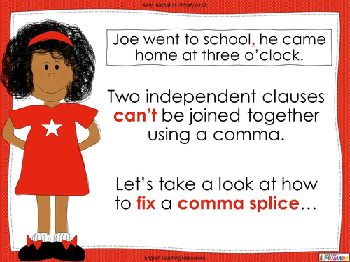 Avoiding Comma Splicing - KS2 | Teaching Resources