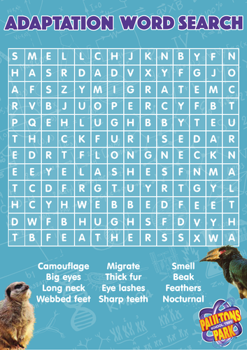 Adaptation word search | Teaching Resources