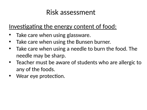 KS3 Energy content of food | Teaching Resources