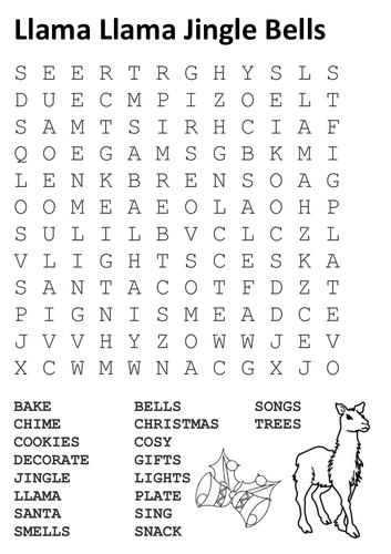 Llama Llama Jingle Bells Word Search | Teaching Resources