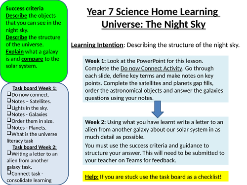 KS3 Universe (HOME LEARNING) | Teaching Resources
