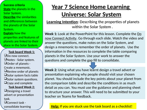KS3 Universe (HOME LEARNING) | Teaching Resources