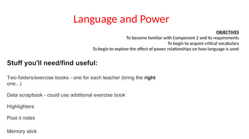 Language and Power- A level | Teaching Resources