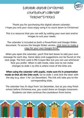 Christmas advent calendar for PowerPoint and Google Slides | Teaching ...