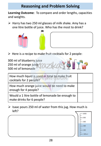 Measure - AQA Entry Level 3 Maths Workbook | Teaching Resources