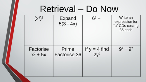 Edexcel GCSE Foundation Unit 2 - Algebra | Teaching Resources