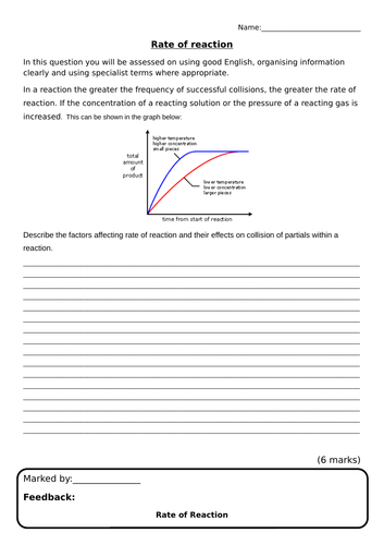 KS4 AQA GCSE Chemistry (Science) Factors Affecting Rate of Reaction ...