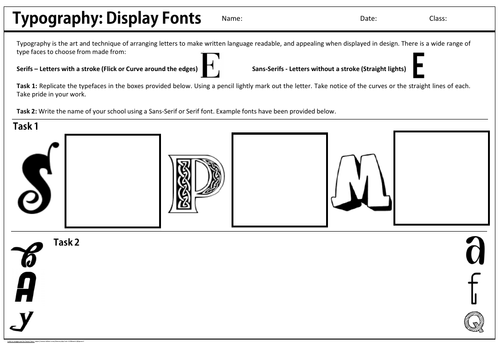 Dandt And Textiles Cover Work Cover Lesson Worksheet Typography