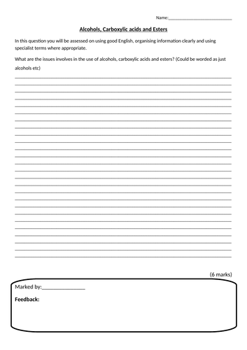 KS4 AQA GCSE Chemistry (Science) Carboxylic Acid Lesson & Activities ...