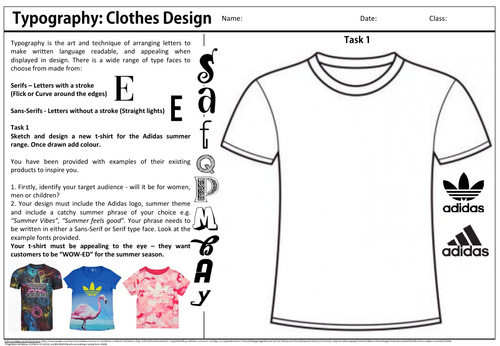 D&T and Textiles cover work/cover lesson worksheet - Typography ...