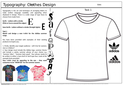 D&T and Textiles cover work/cover lesson worksheet - Typography ...