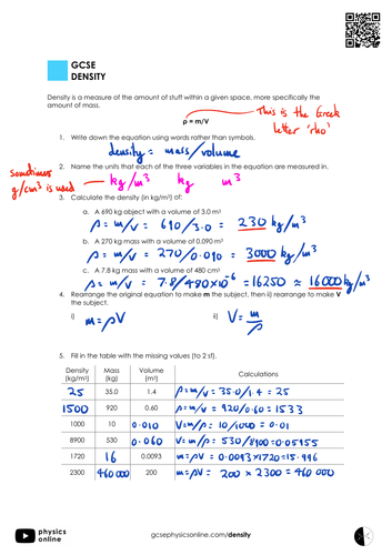 Density - Worksheet | Teaching Resources