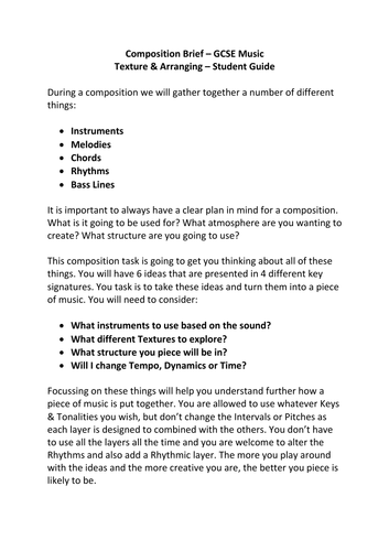 Music GCSE Composition | Teaching Resources Music GCSE Composition | Teaching Resources