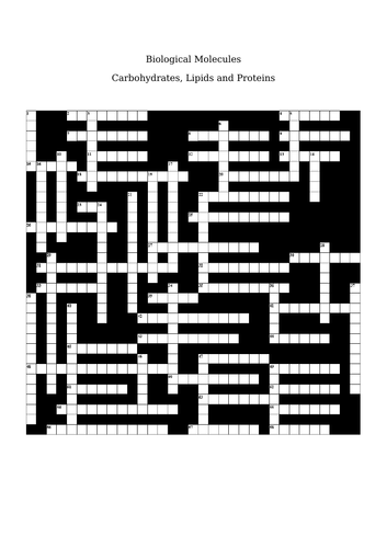 1. Biological molecules: Carbohydrate, Lipid and Proteins Crossword ...