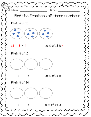 Year 3 fractions and fractions of numbers | Teaching Resources