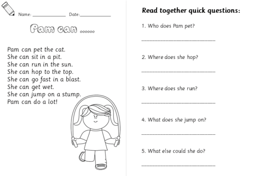 Reception/Year 1 differentiated Reading Comprehension worksheets - RWI ...