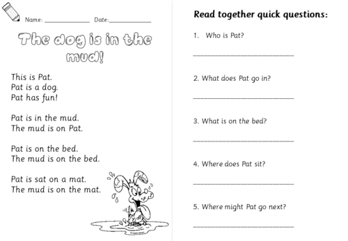 Reception/Year 1 differentiated Reading Comprehension worksheets - RWI ...