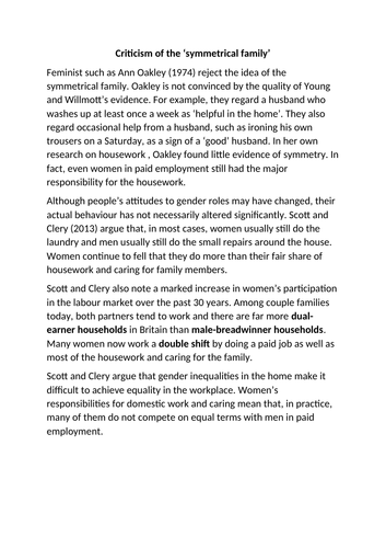 GCSE Sociology: Families - L6. Roles and Relationships | Teaching Resources