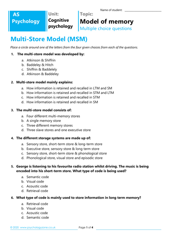 Multi-store model | Teaching Resources