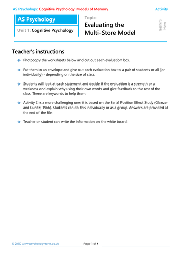 Multi-store model | Teaching Resources