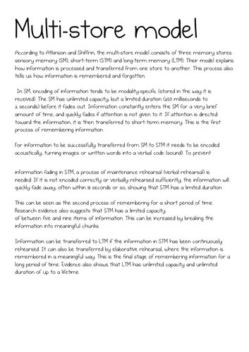 Multi-store model | Teaching Resources