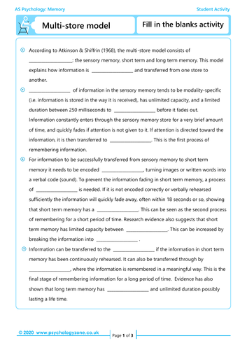 Multi-store model | Teaching Resources