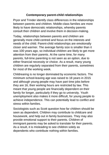GCSE Sociology: Families - L7. Power and Relationships | Teaching Resources