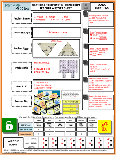 Trigonometry Maths Games Escape Room | Teaching Resources